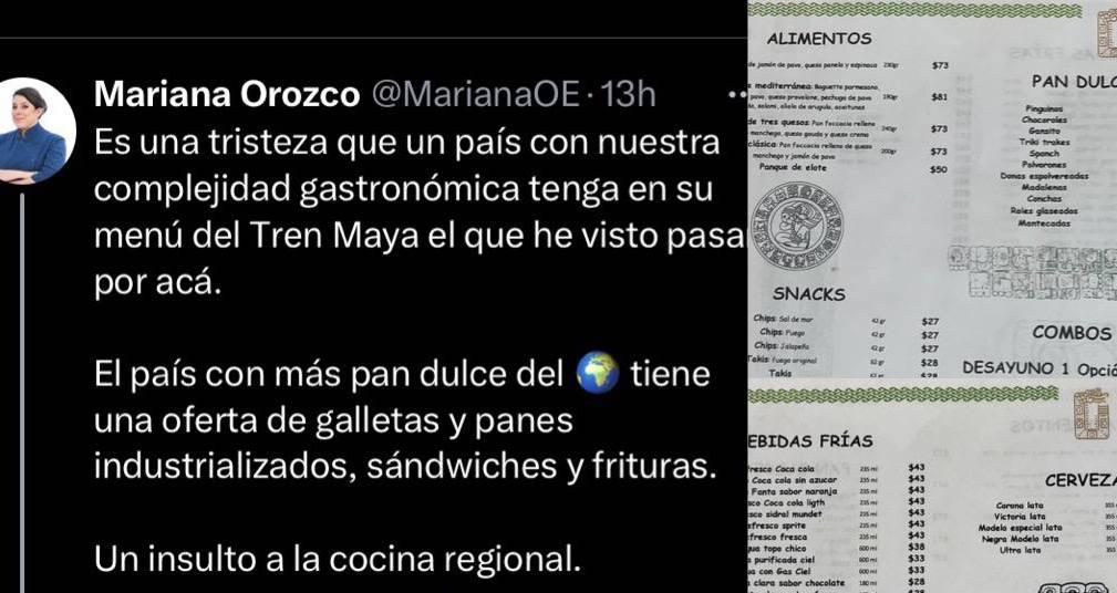 “Un insulto a la cocina regional”: Chef critica menú del Tren Maya ...