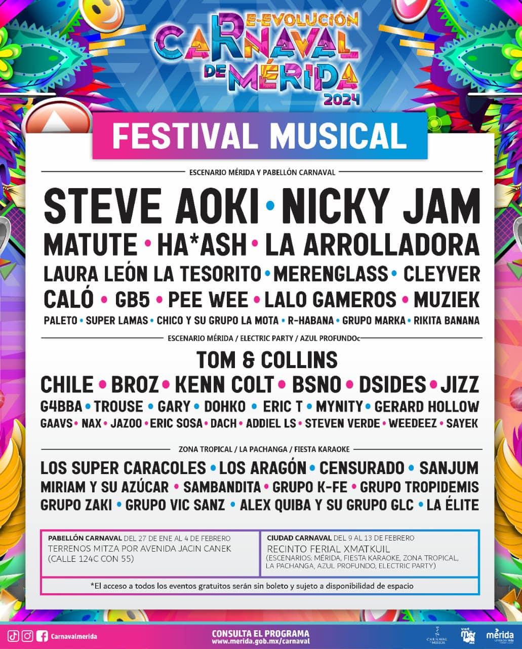 El Line-Up oficial del Carnaval de Mérida 2024 | Con Acento