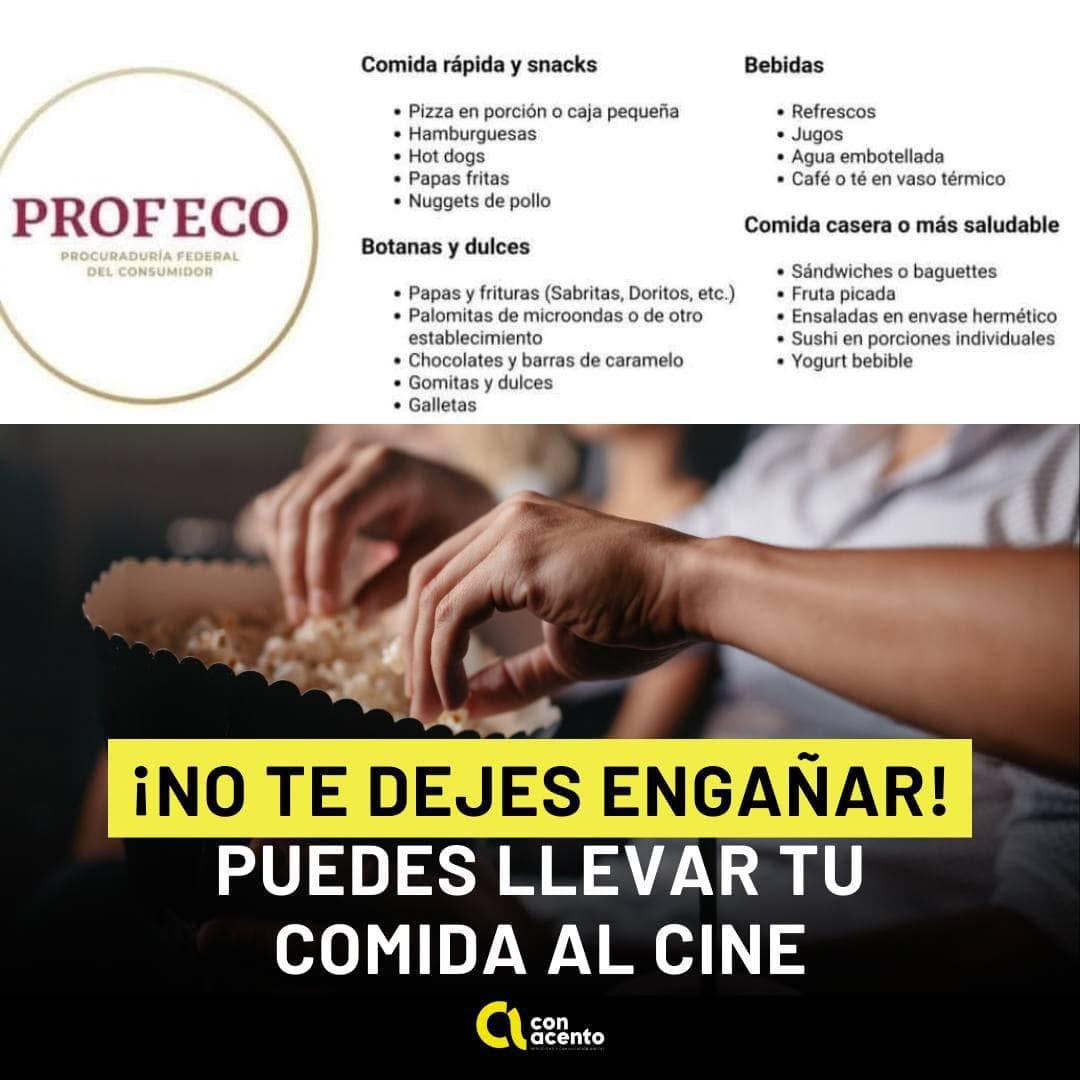 Profeco revela lista de alimentos permitidos en el cine sin ...